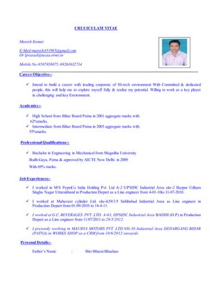 Manish Kumar Resume | PDF