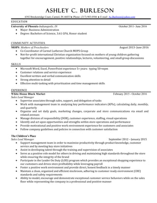Ashley C Burleson Resume 2016 | DOC