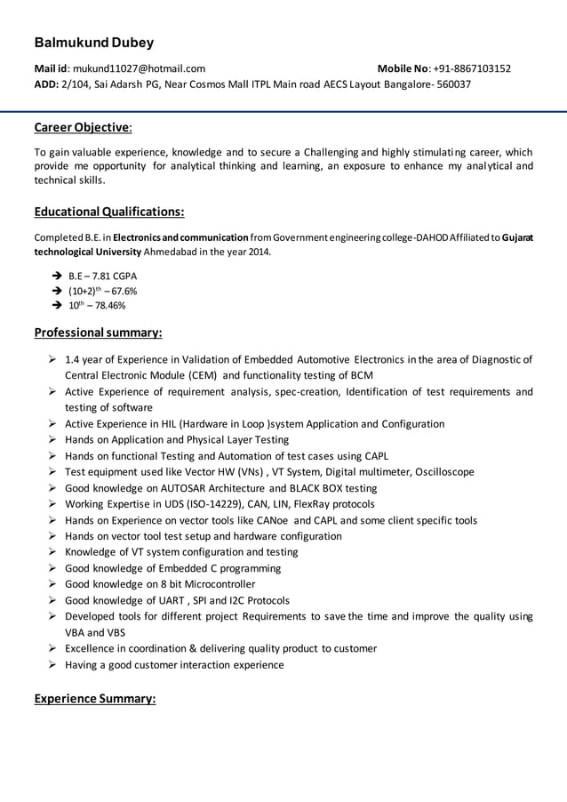Resume_balmukund | DOCX | Technology & Computing