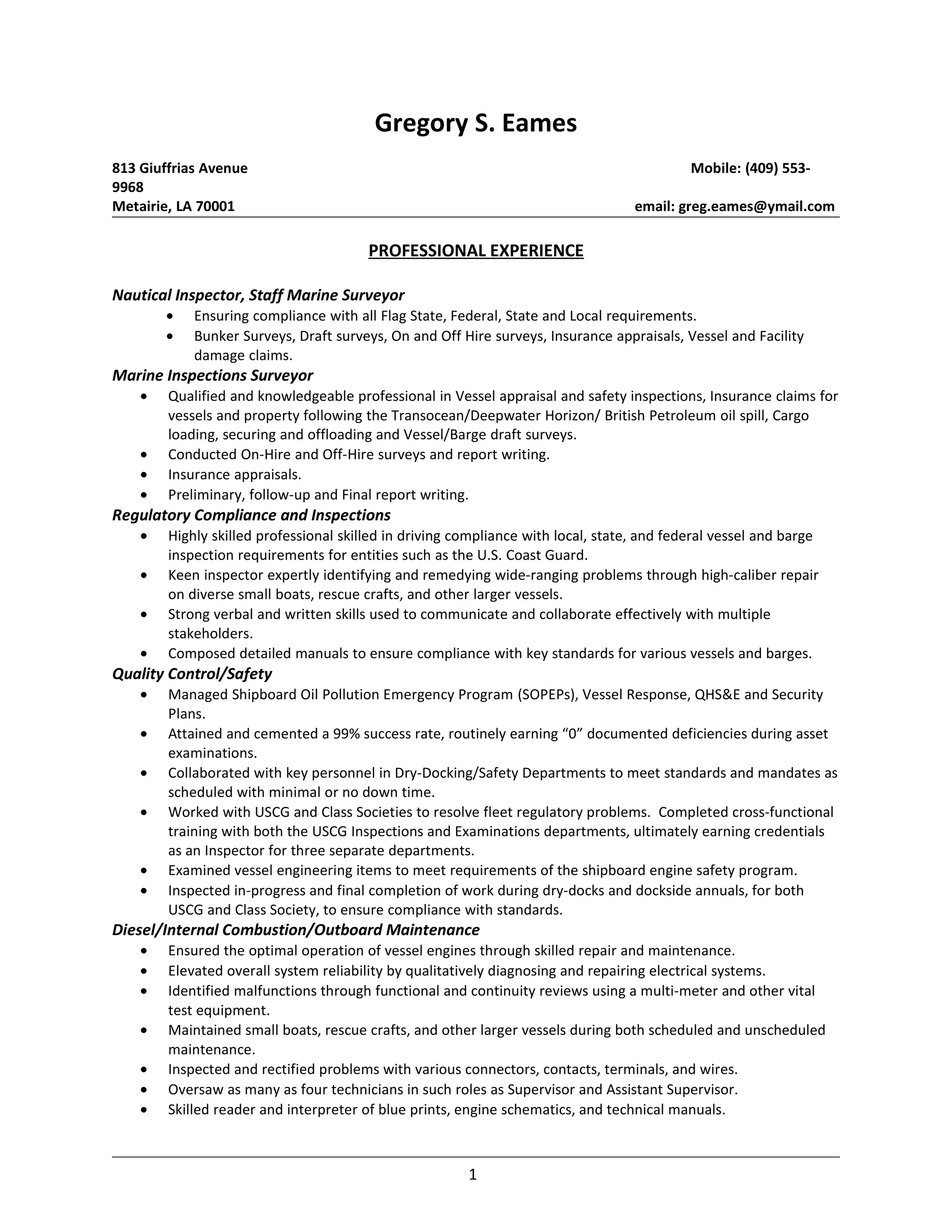 Greg Eames Resume new | DOC