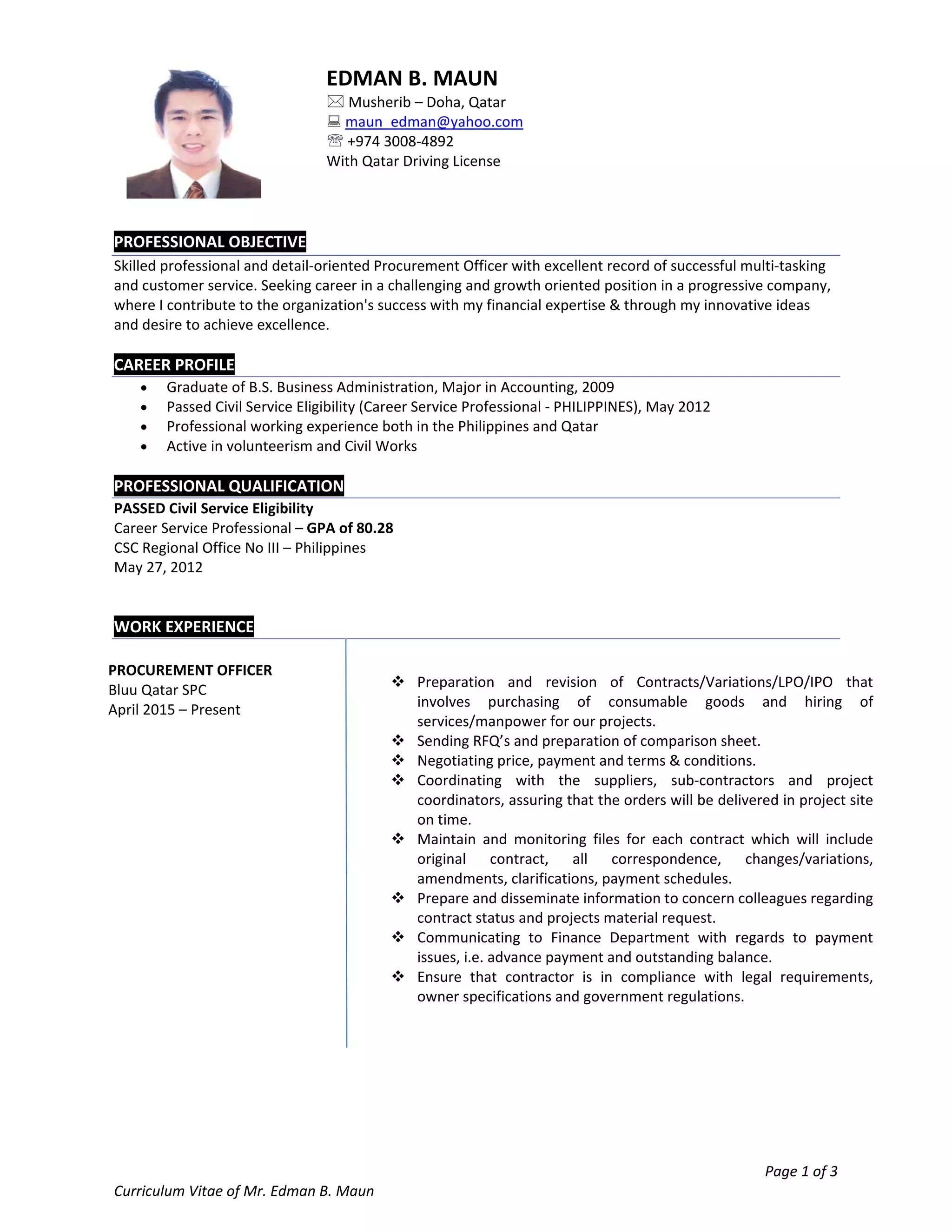 Edman Maun - CV | PDF