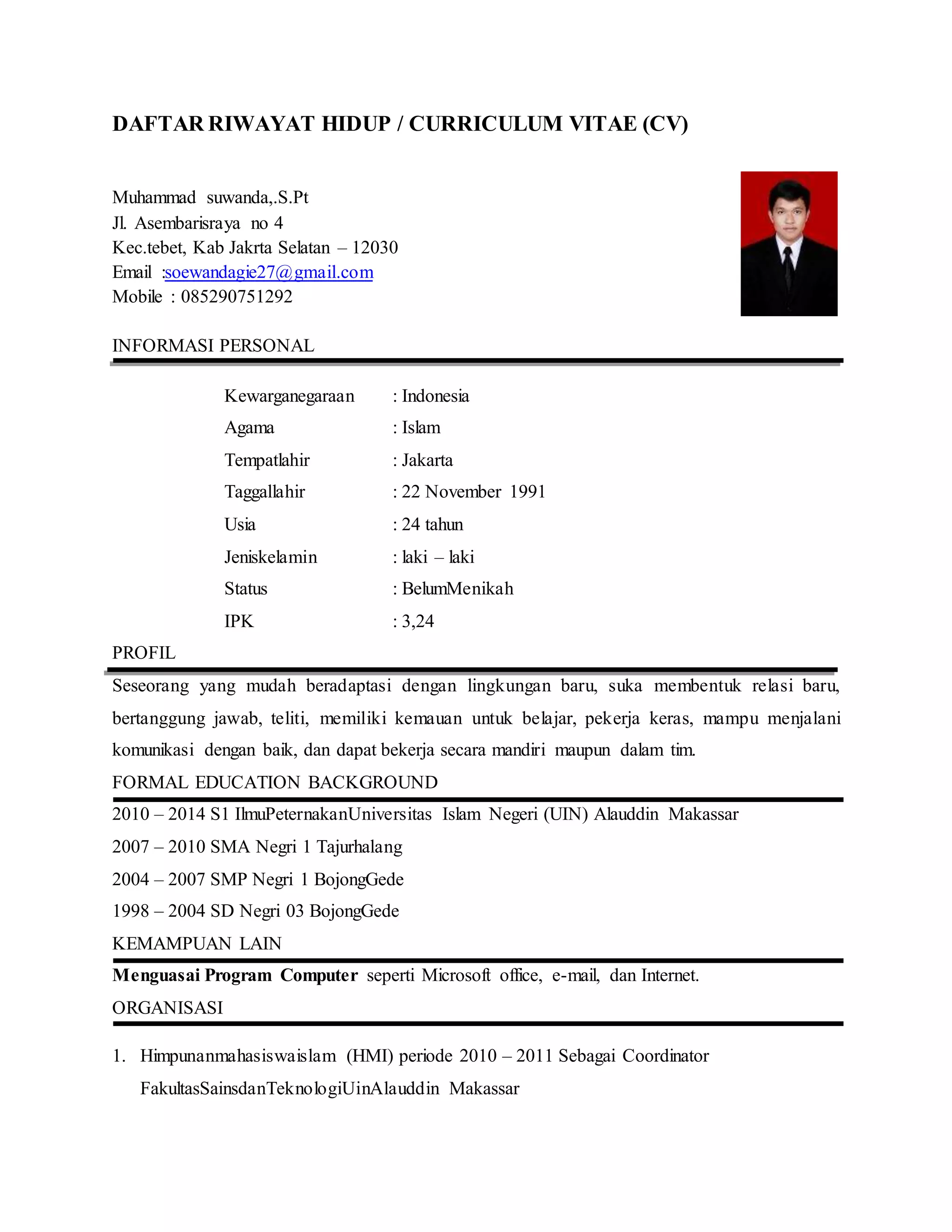 MUHAMMAD SUWANDA CV | PDF