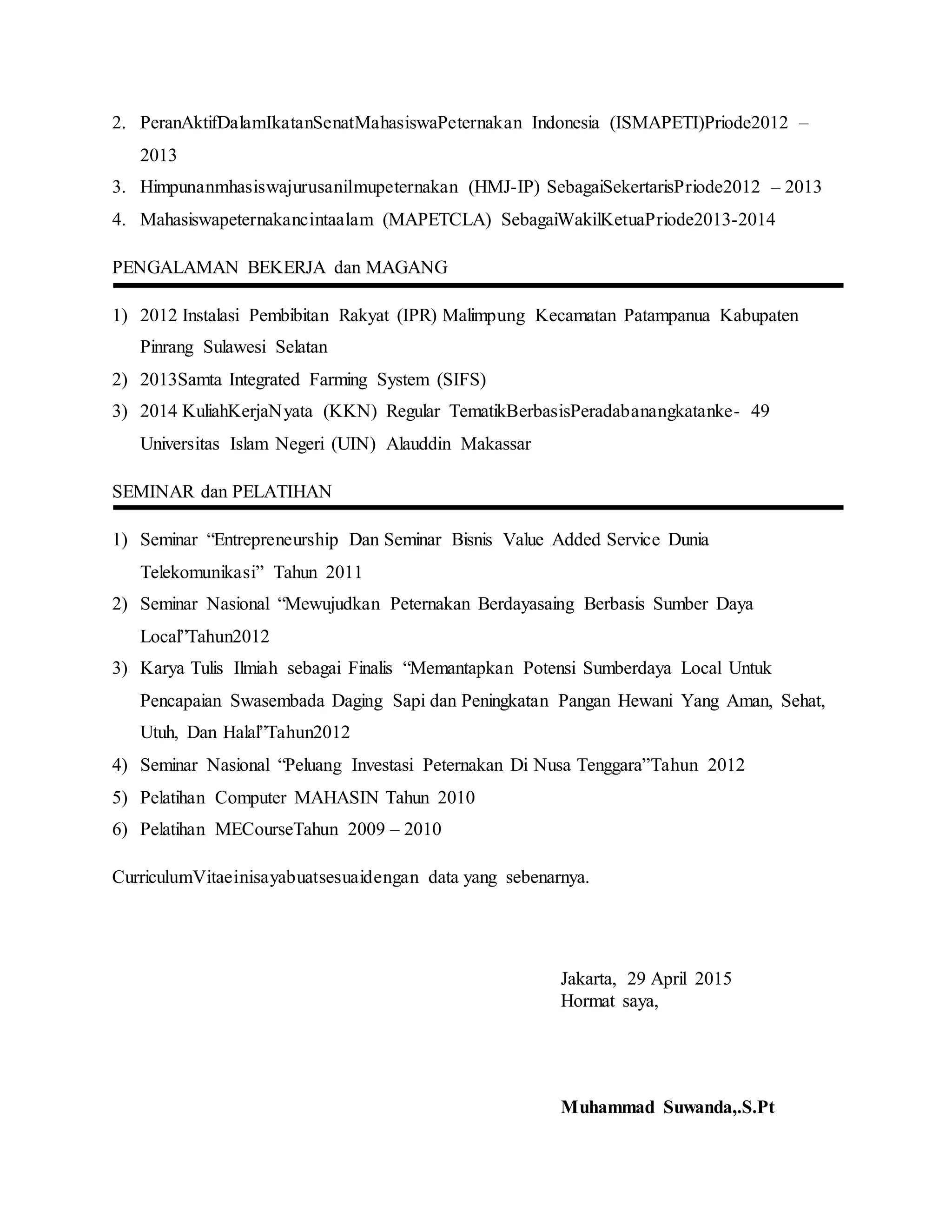 MUHAMMAD SUWANDA CV | PDF