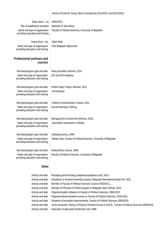 Jelena_Vuk_CV_eng | PDF