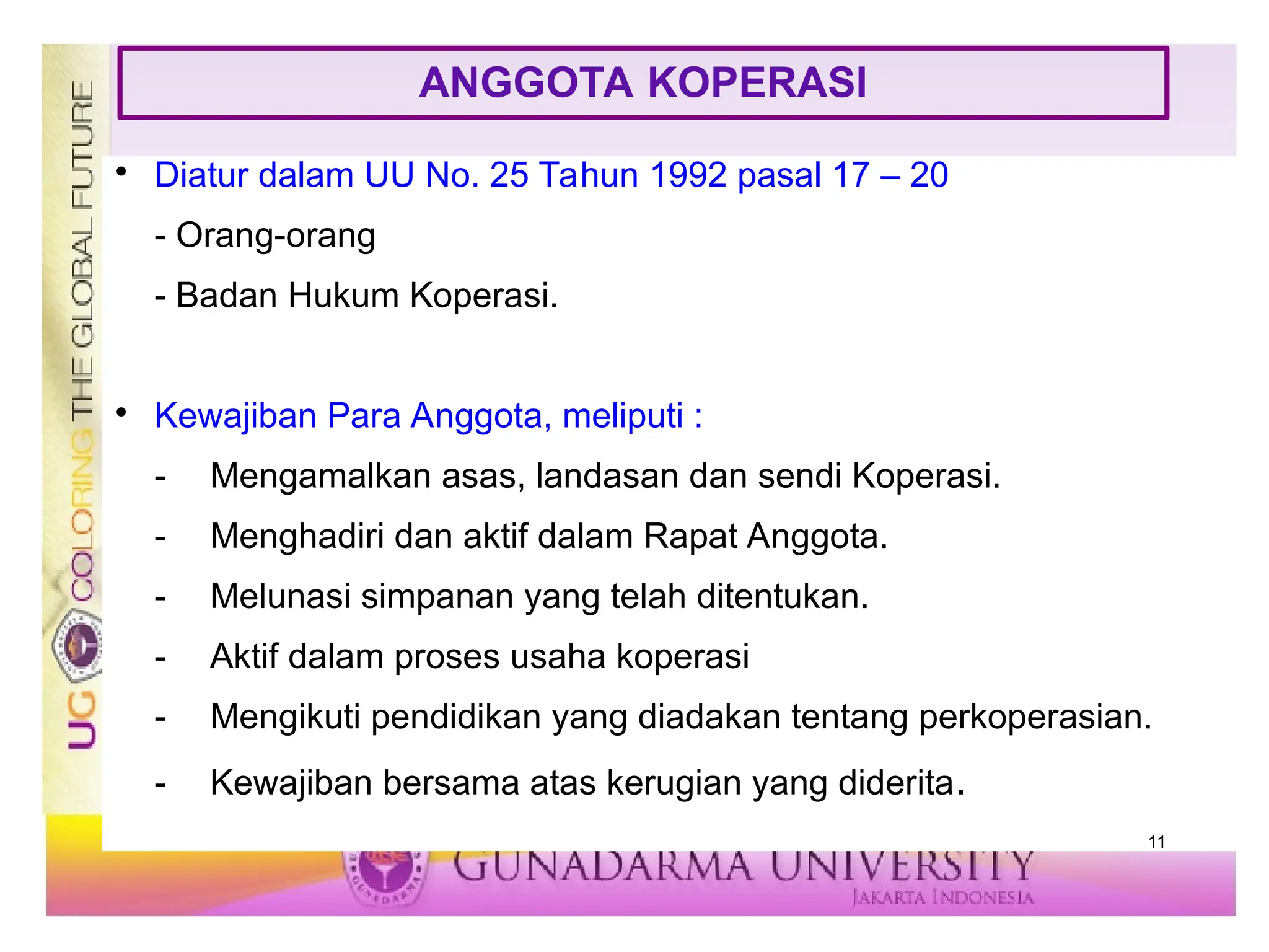 Bentuk organisasi, pembentukan, pembubaran dan jenis-jenis koperasi | PPT