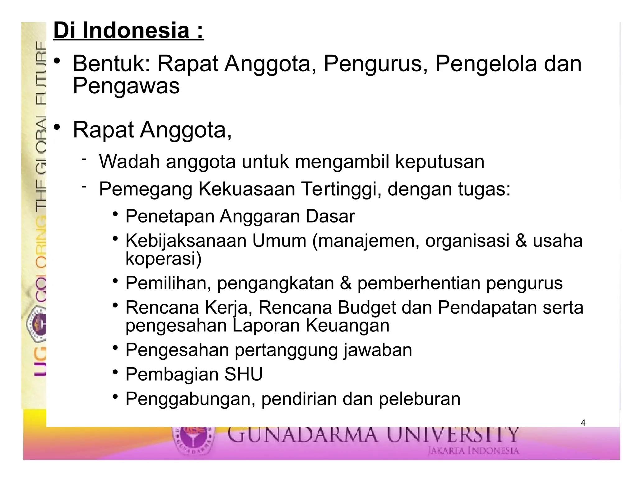 Bentuk organisasi, pembentukan, pembubaran dan jenis-jenis koperasi | PPT