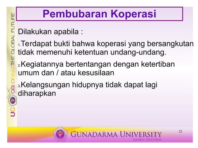 Bentuk organisasi, pembentukan, pembubaran dan jenis-jenis koperasi | PPT
