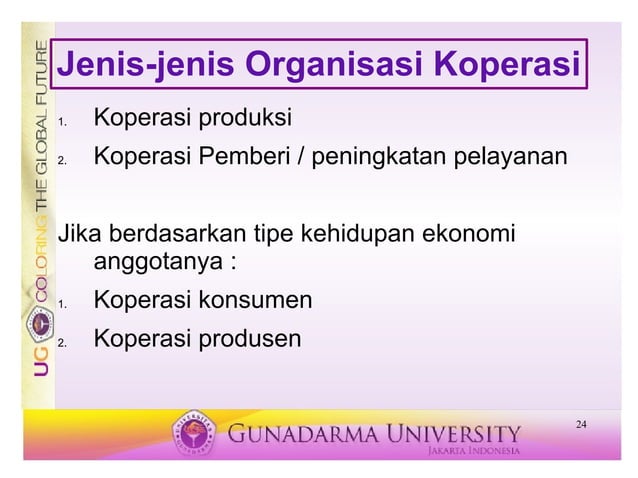 Bentuk organisasi, pembentukan, pembubaran dan jenis-jenis koperasi | PPT