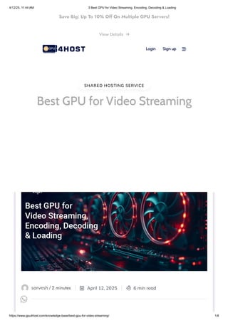 3 Best GPU for Video Streaming, Encoding, Decoding & Loading.pdf