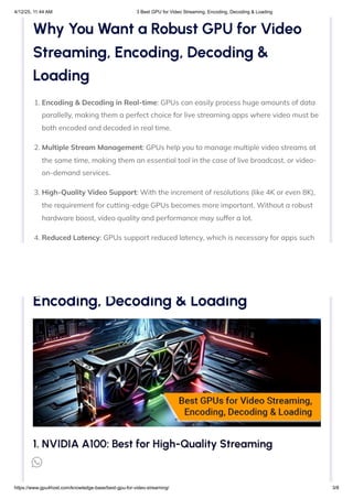 3 Best GPU for Video Streaming, Encoding, Decoding & Loading.pdf