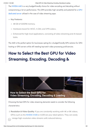 3 Best GPU for Video Streaming, Encoding, Decoding & Loading.pdf