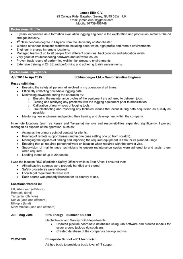 James Ellis CV - Oct 2015 | PDF