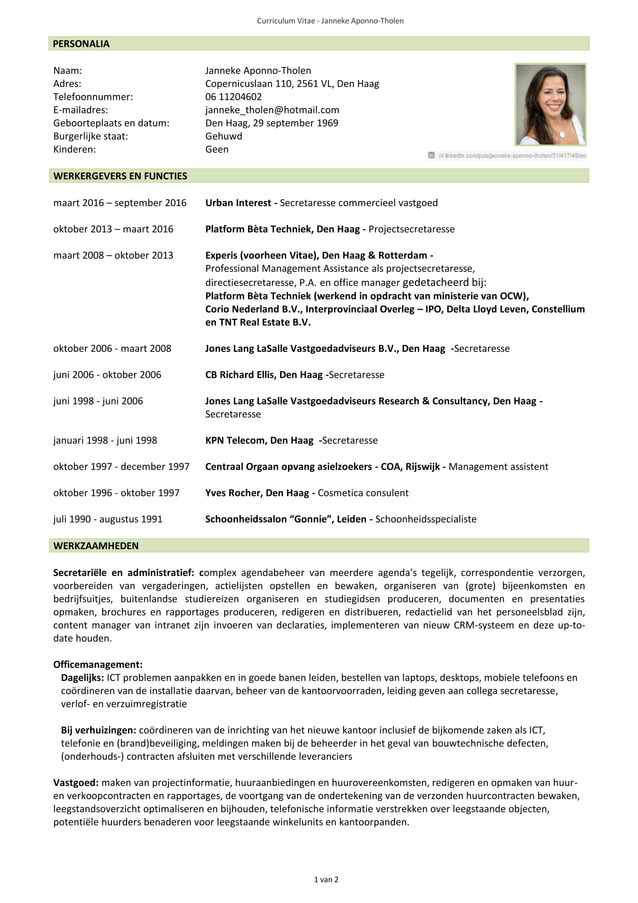 Curriculum Vitae J. Aponno-Tholen | PDF