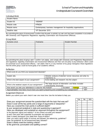 HTM234 - Assignment 1 FINAL! | DOCX | Human Resources | Business