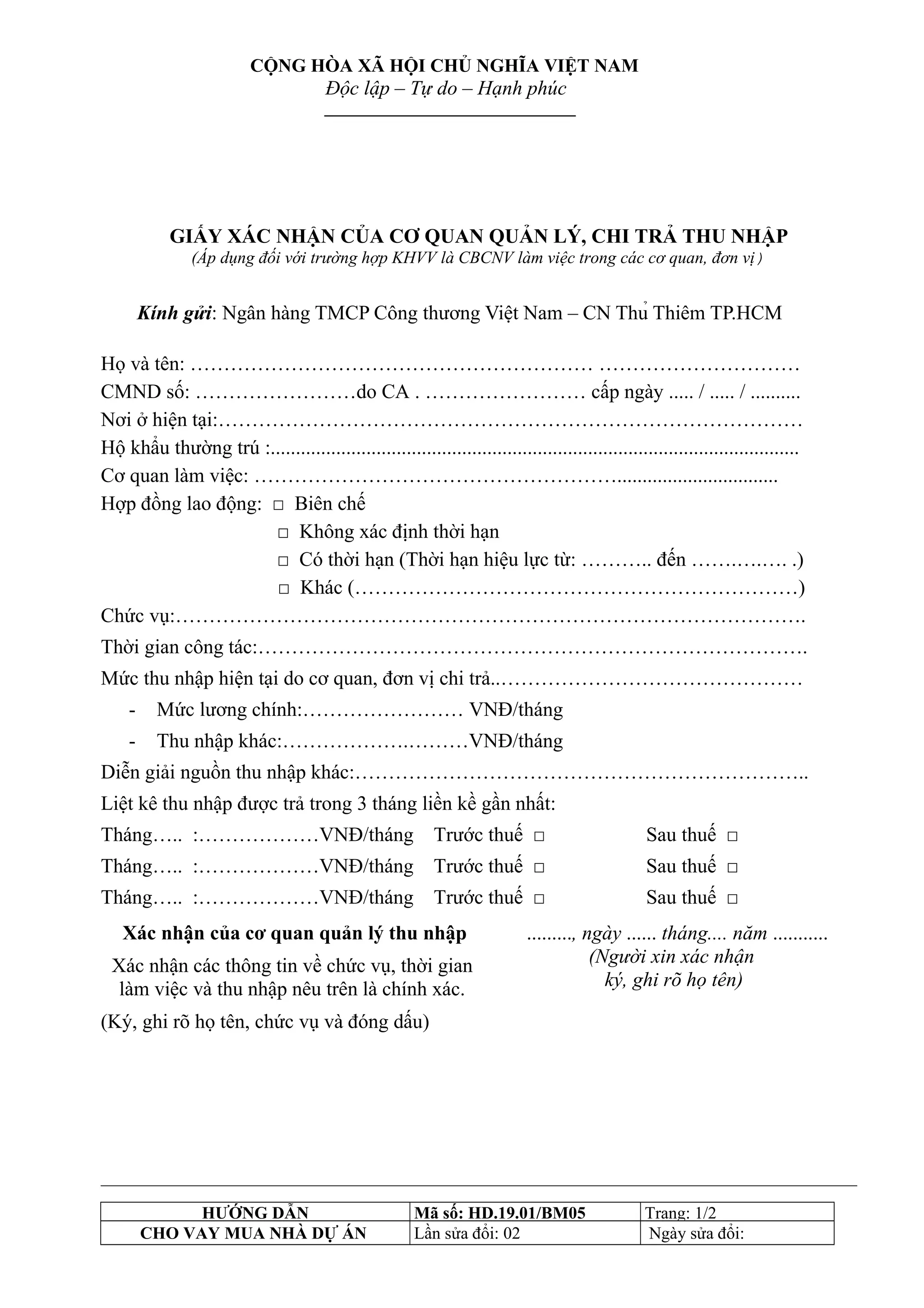 3 bieu mau 05 giay xac nhan cua co quan quan ly chi tra thu nhap | DOC