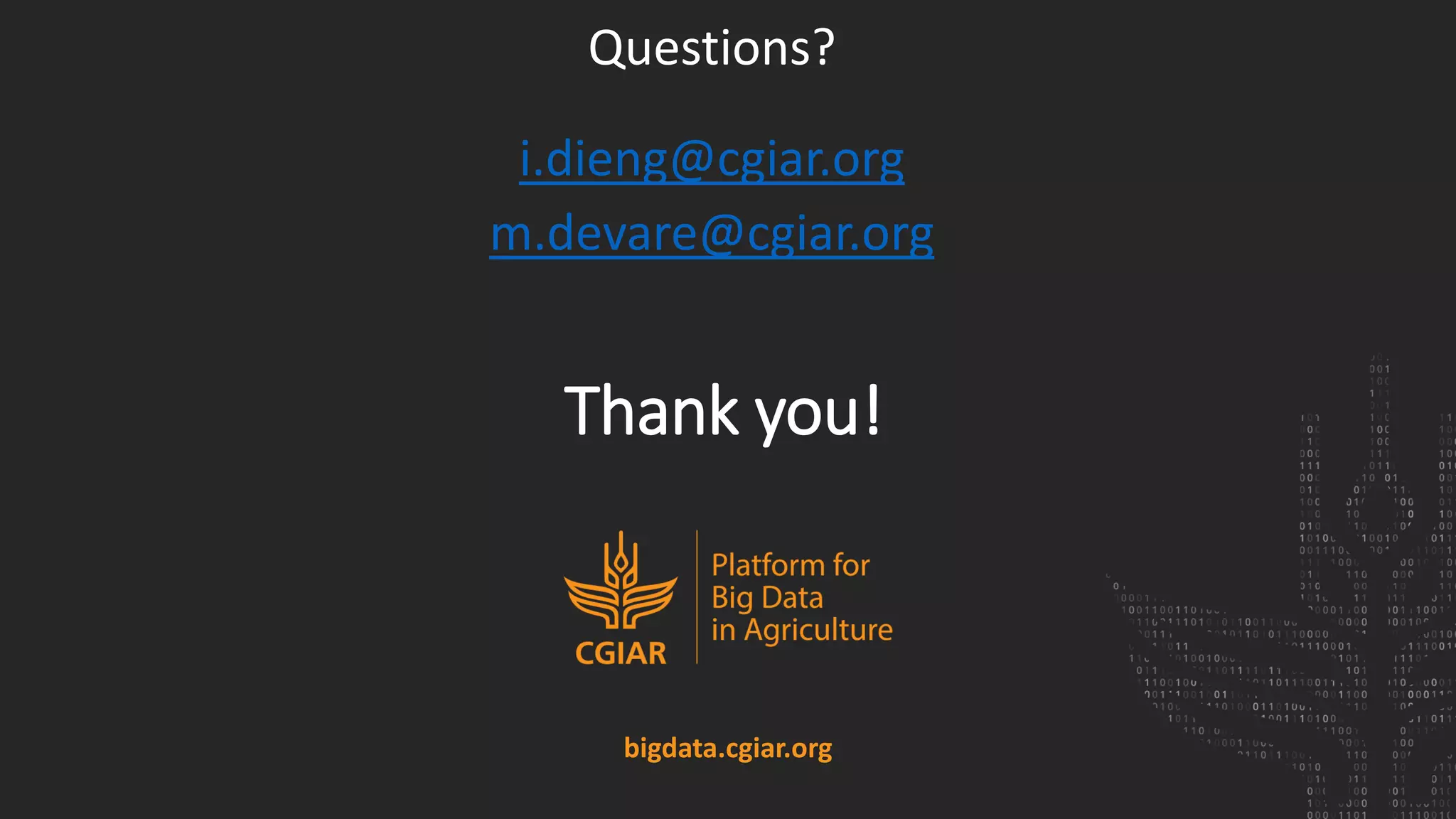Overview of CGIAR’s Big Data Platform | PPT