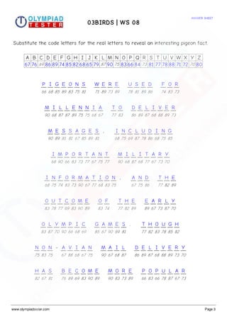 Class 3 Science Olympiad Sample paper on Birds - Set 01 | PDF