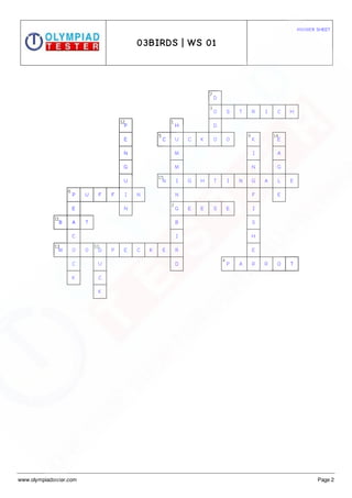 Class 3 Science Olympiad Sample paper on Birds - Set 01 | PDF
