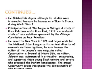 Marcus Garvey, Langston Hughes, Charles S. Johnson | PPT