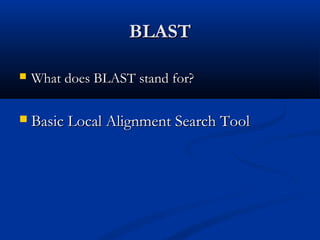 blast and fasta | PPT