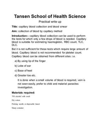 Capillary Collection Procedure