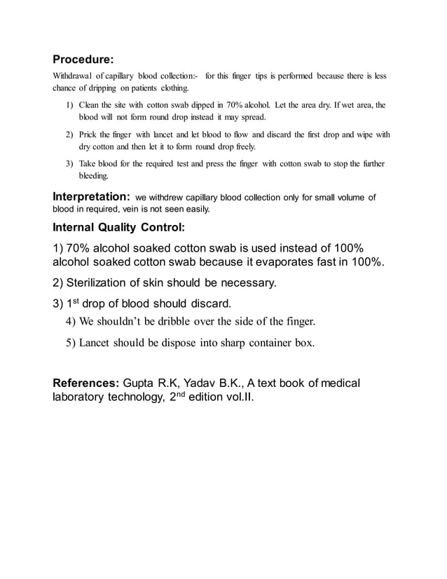 3 blood collection by capillary method | DOCX | Blood Disorders ...