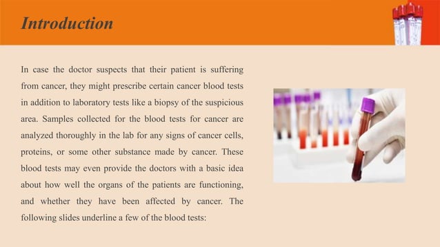 3 Blood Tests Used in Cancer Diagnosis | PPT