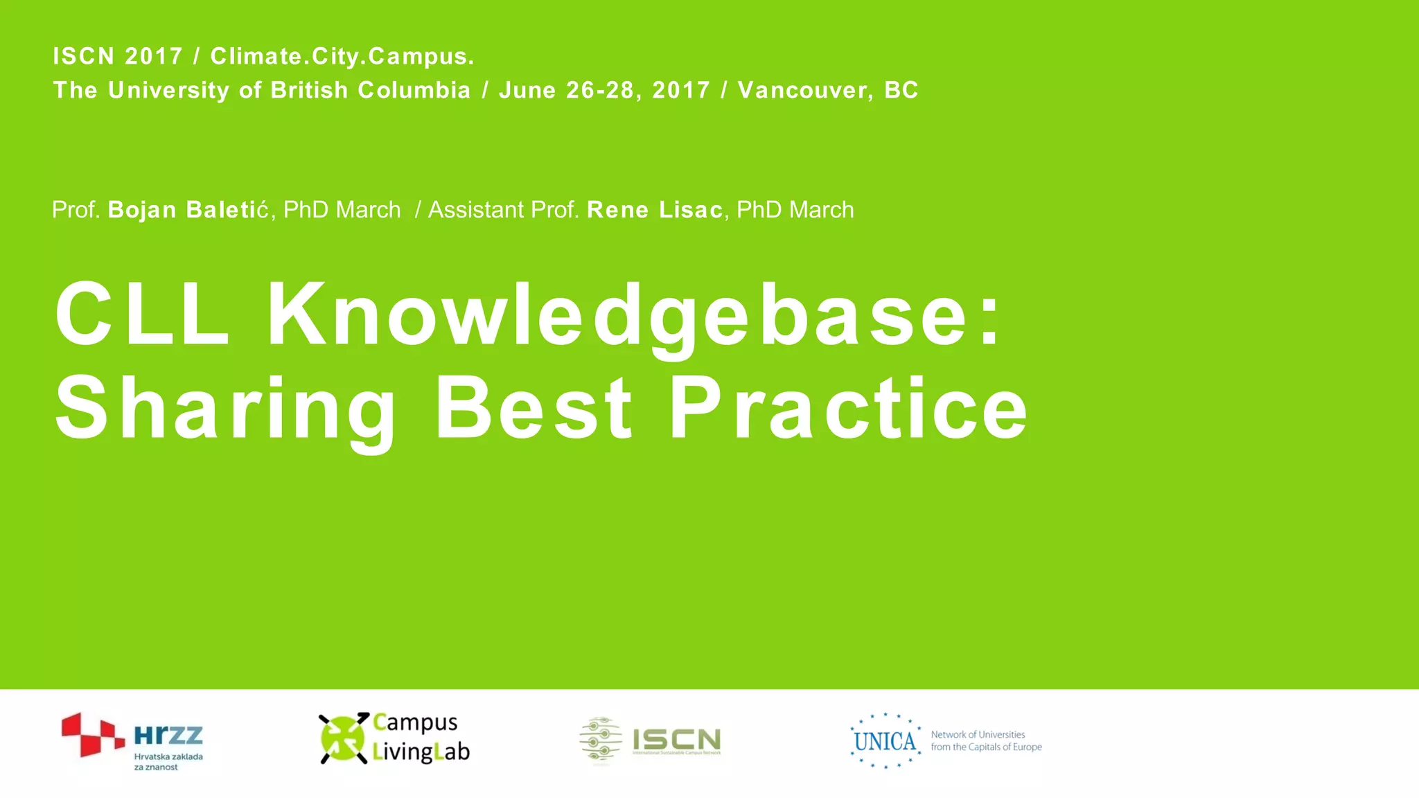 ISCN 2017: CLL Knowledgebase: Sharing Best Practice | PPT
