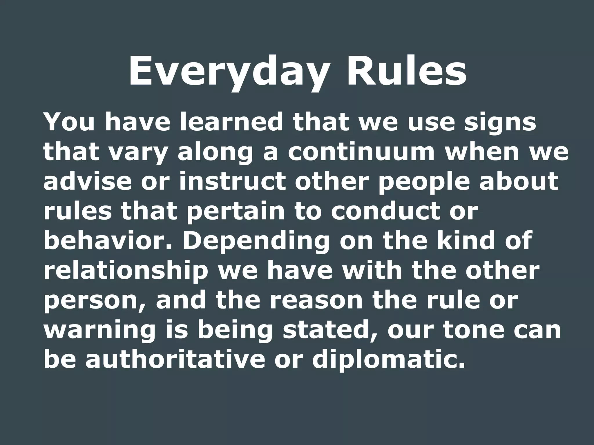 3c. Explaining Rules - Everyday Rules | PPT