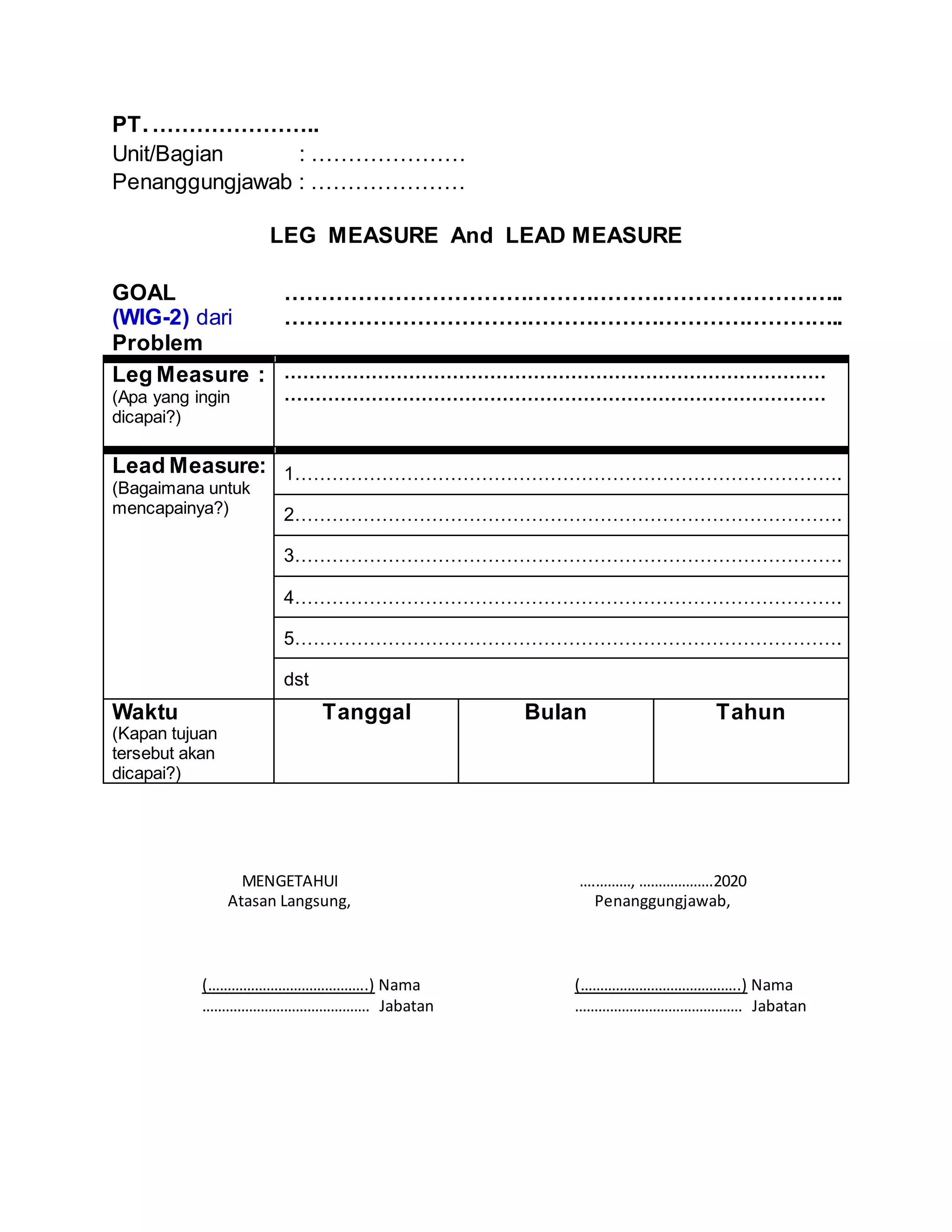 Format-4 #2 LEG & LEAD MEASURE _ Materi Training "Mastering Problem ...
