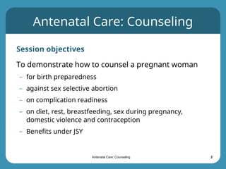antenatal health care counselling ppt in | PPT