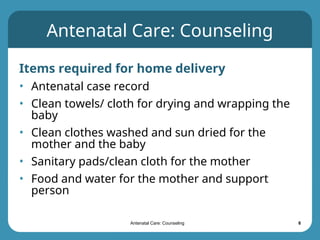 antenatal health care counselling ppt in | PPT