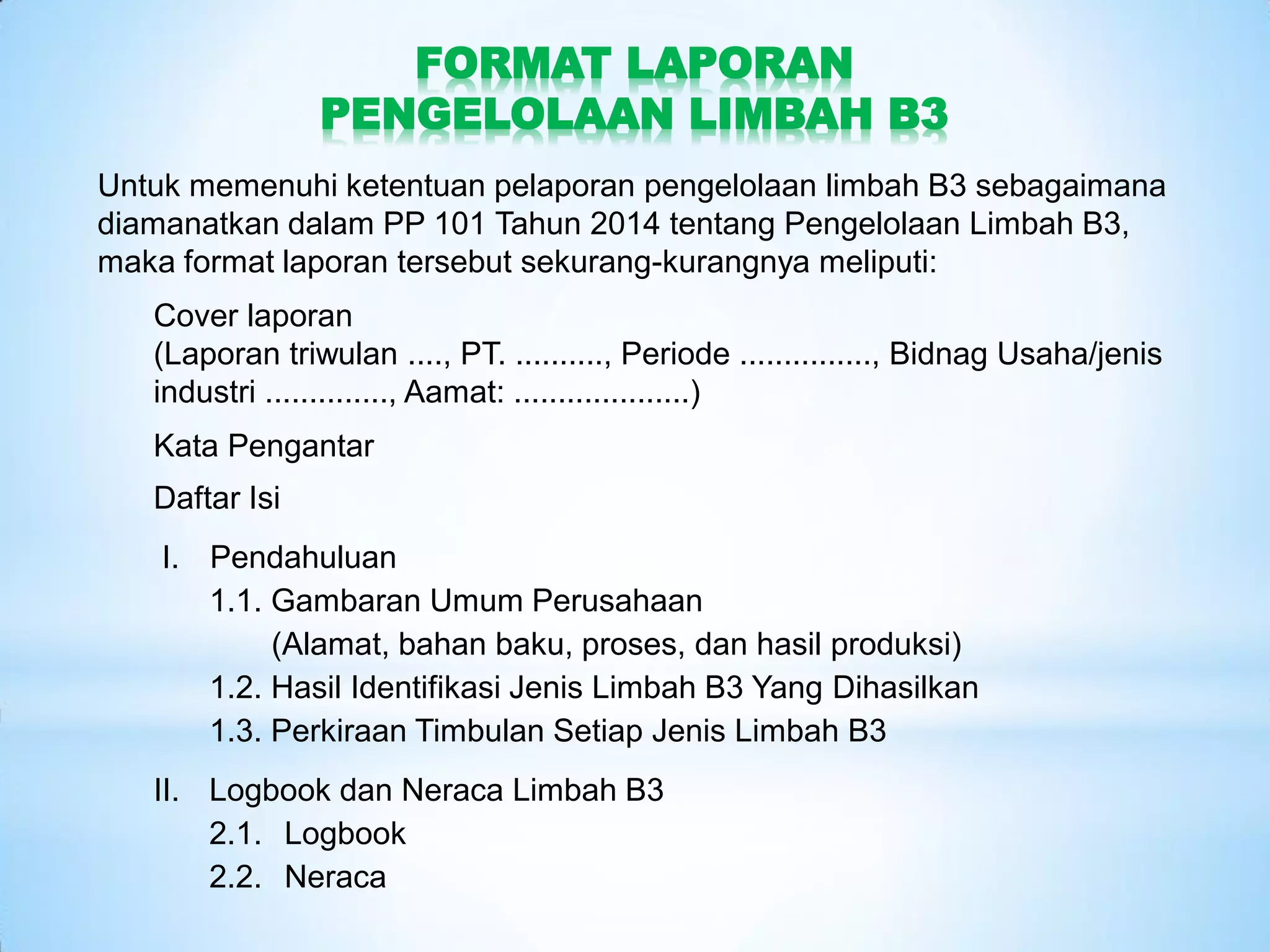 PELAPORAN PENGELOLAAM LIMBAH B3 | PDF
