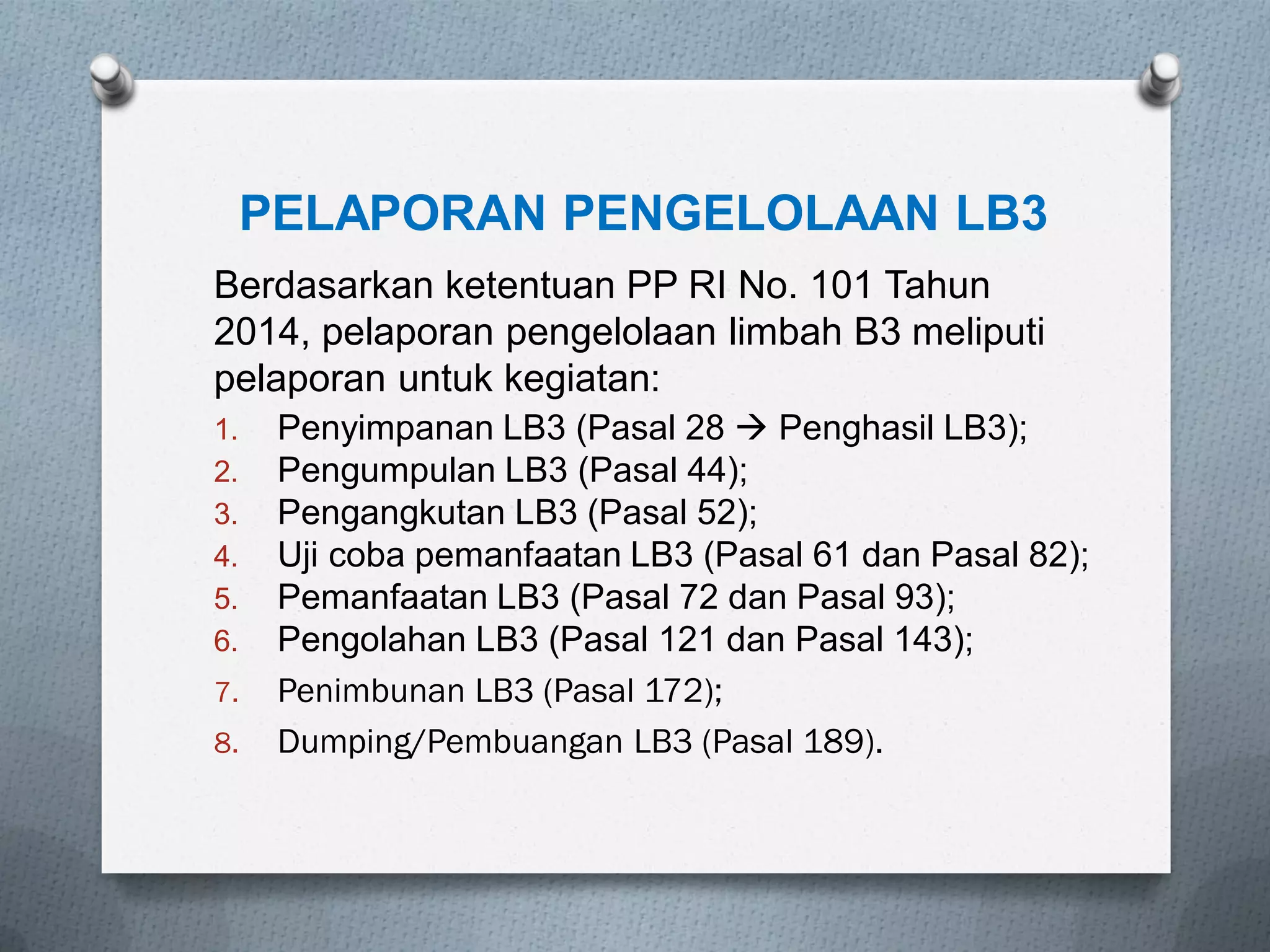 PELAPORAN PENGELOLAAM LIMBAH B3 | PDF
