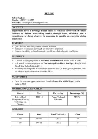 RESUME Rahul Raghav | PDF