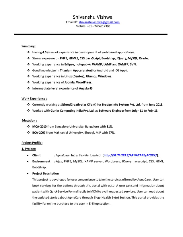 Shiva_CV_New | DOC | Web Development | Internet