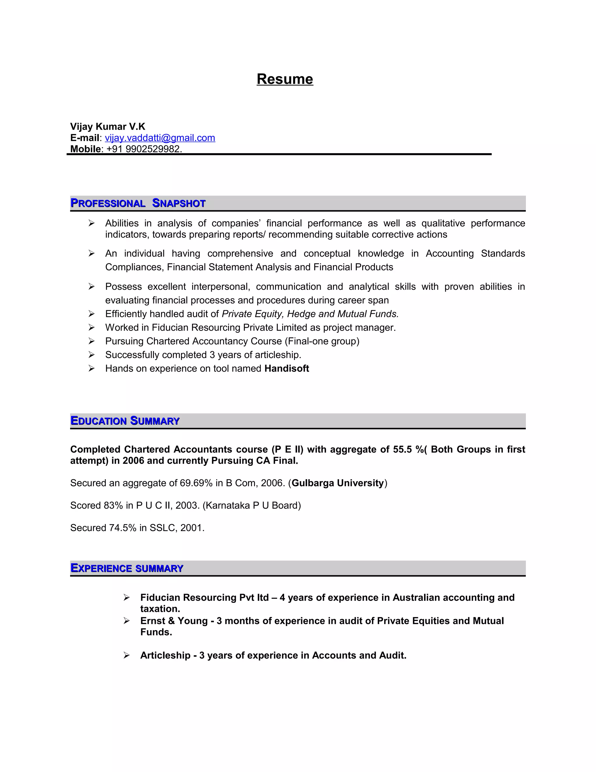 Vijay Kumar Resume | PDF