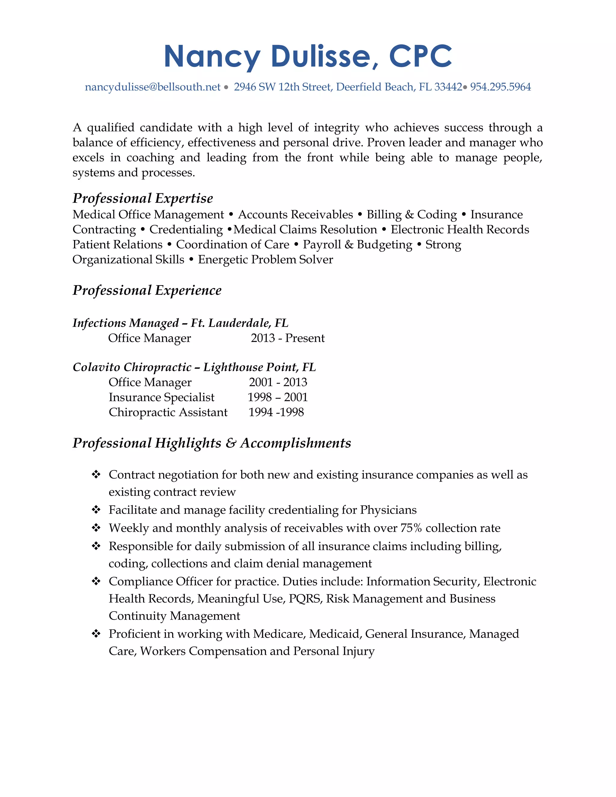 Nancy Dulisse Resume 2016 | DOC