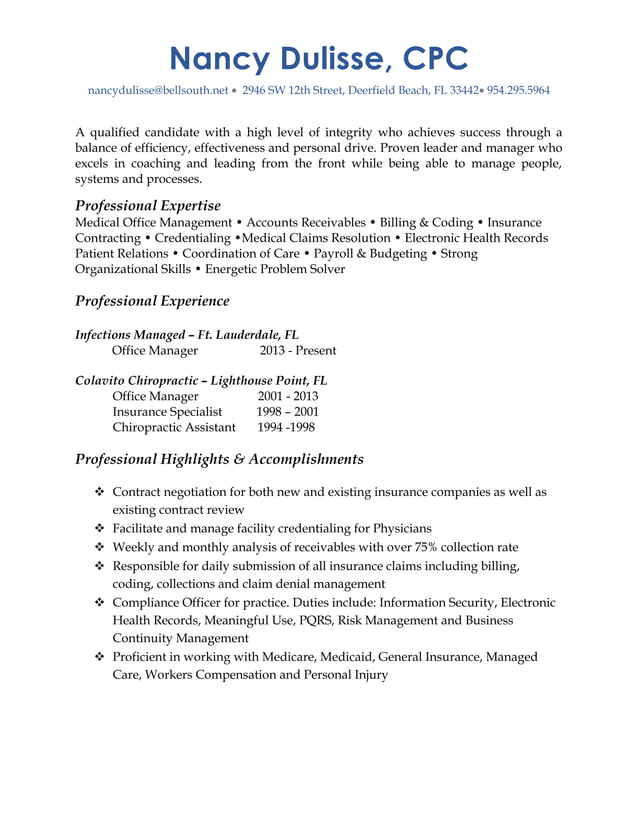 Nancy Dulisse Resume 2016 | DOC