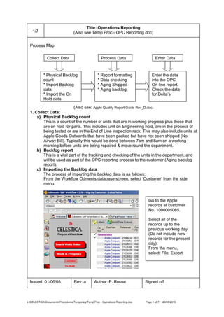 Temp Proc - Operations Reporting | PDF