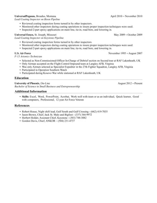 Michael J. Arnold's Resume (NACE CIP Level 2 Coating Inspector) | DOC