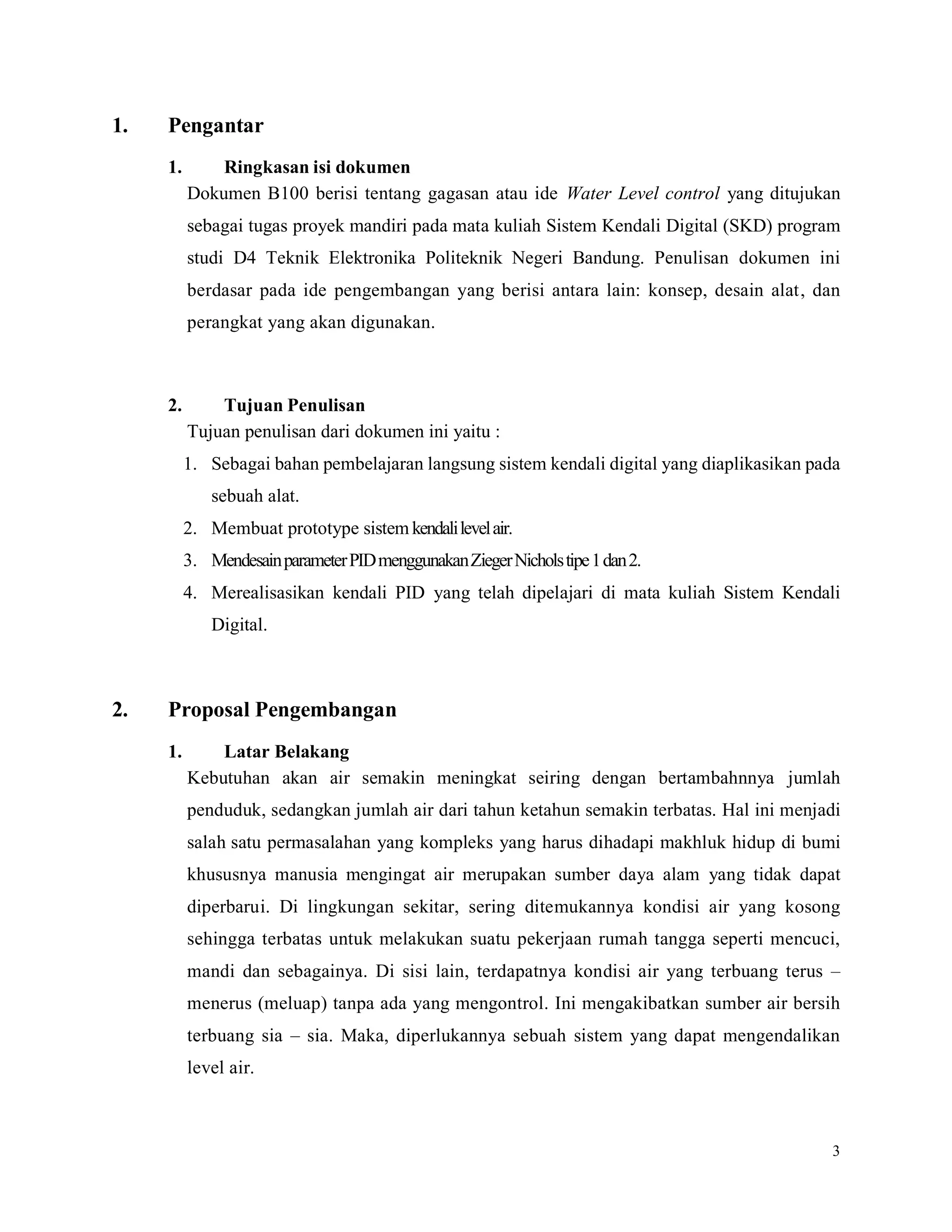 B100 - WATER LEVEL CONTROLLER WITH PID | PDF