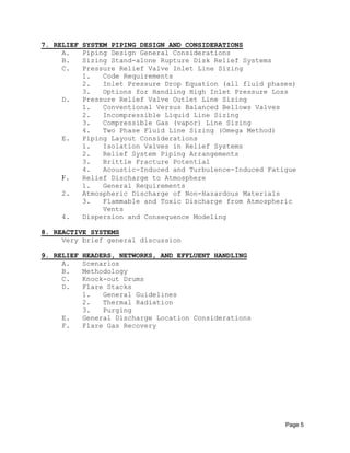 Relief System Design Agenda - Seminar Outline | PDF