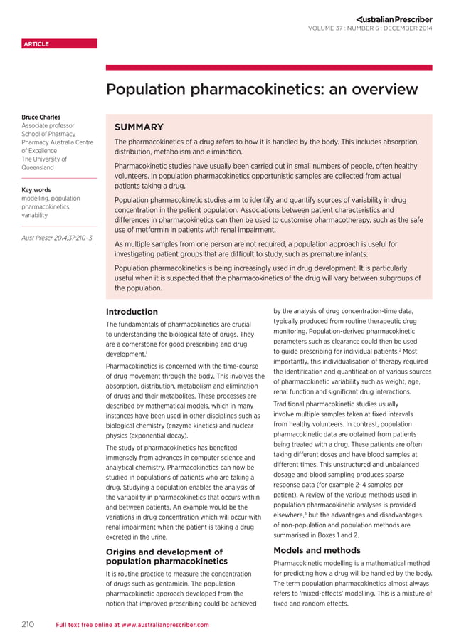 Population Pharmacokinetics and its overview | PDF