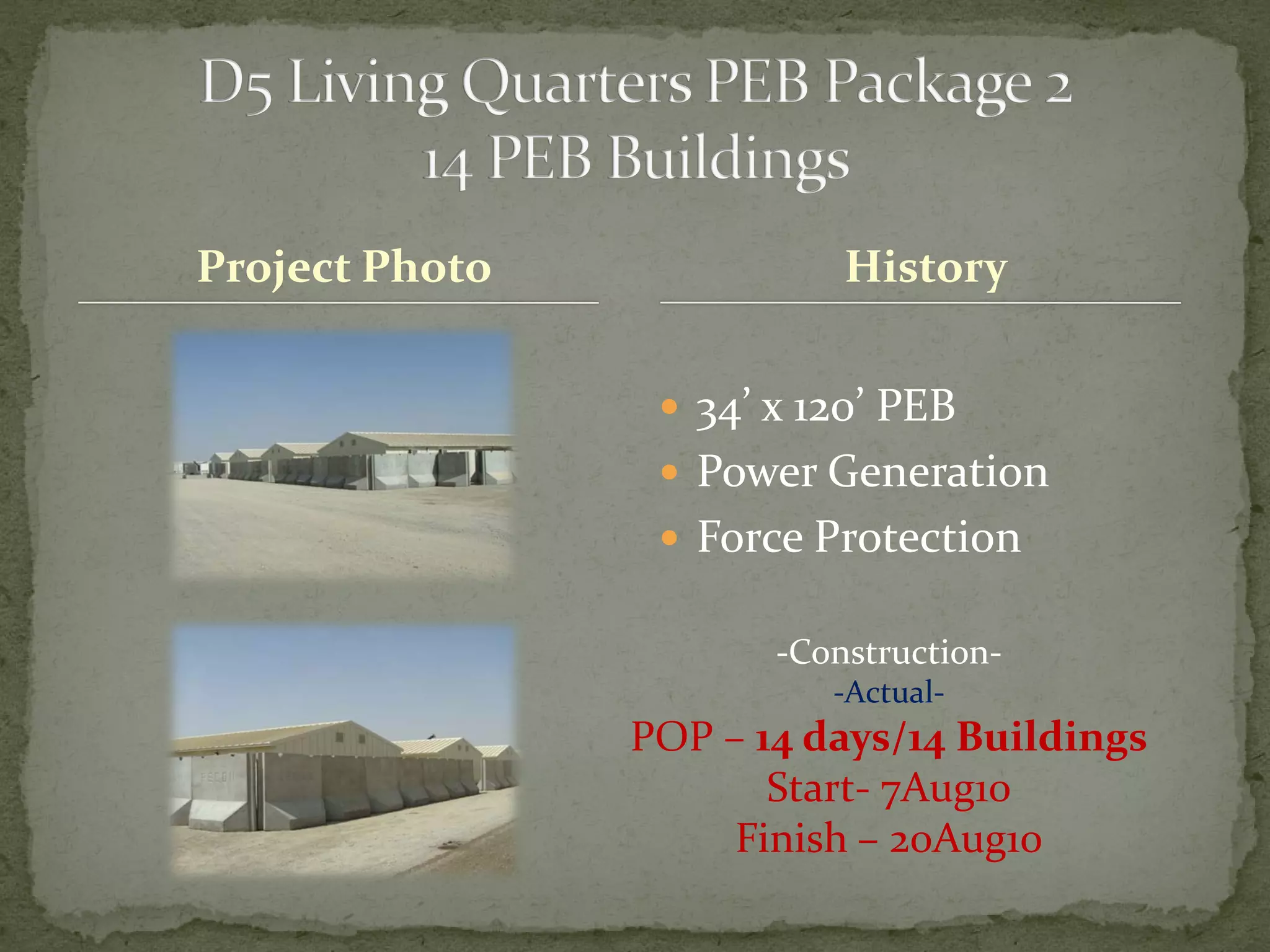 PEB - Project History (Recon International Group) | PPT