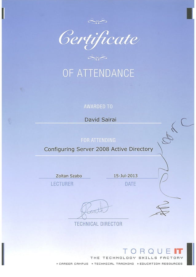 Torque IT - Configuring 2008 AD Attendance Certificate | PDF