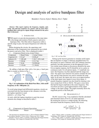 Design and Analysis of Active Bandpass Filter | PDF