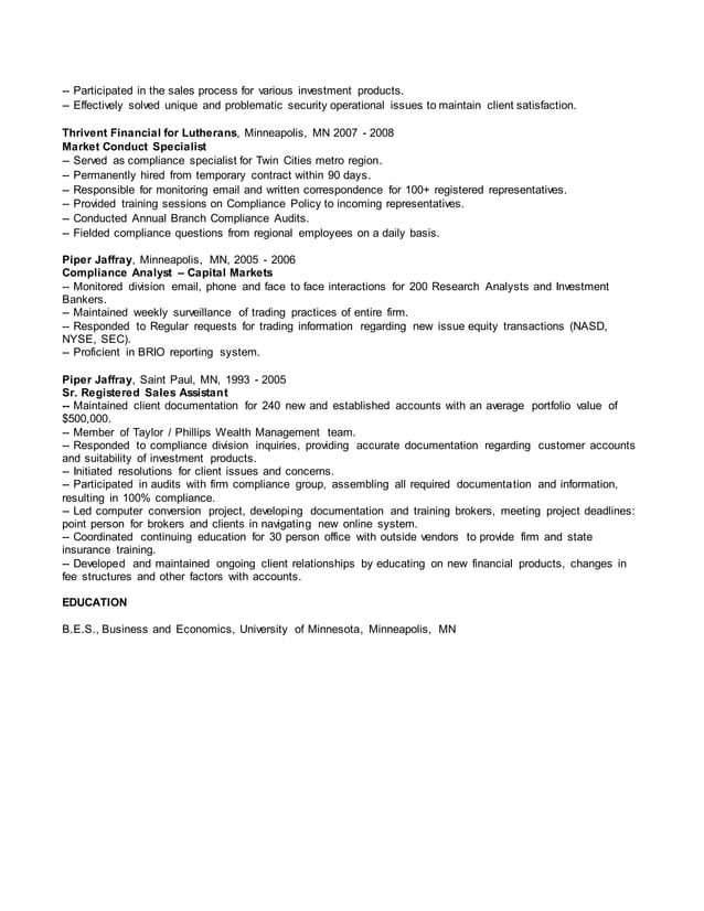Kathleen McKee Resume 3 | DOCX | Financial Industry | Industries