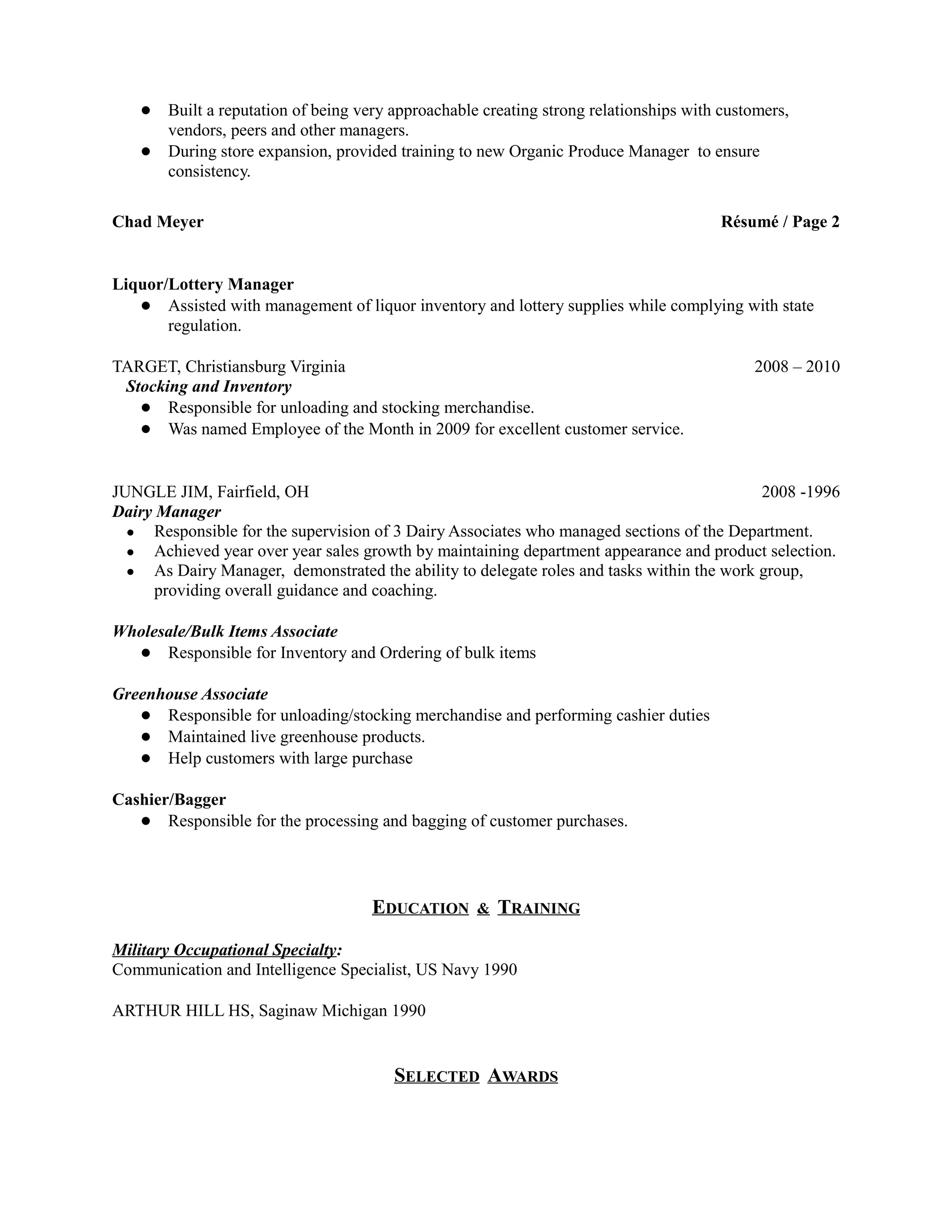 Meyer Chad Resume 3 | PDF