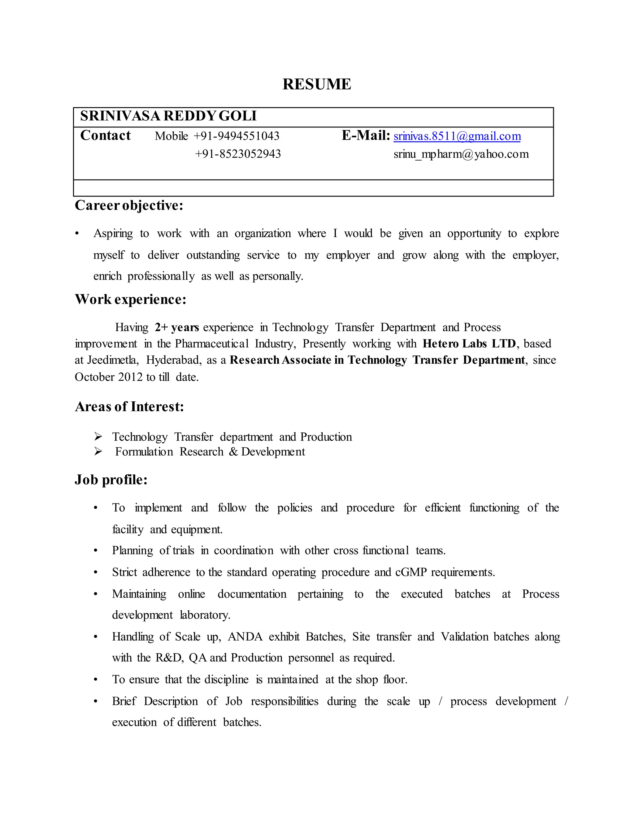 srinu resume 1234 - Copy | DOCX